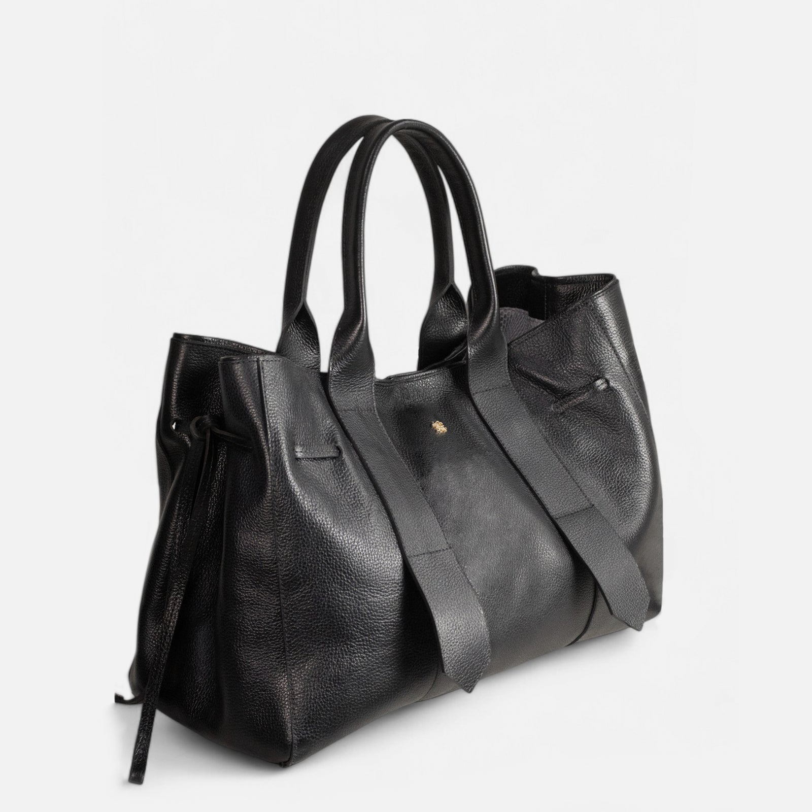 Bolsa Bianca com forro em Couro Preto